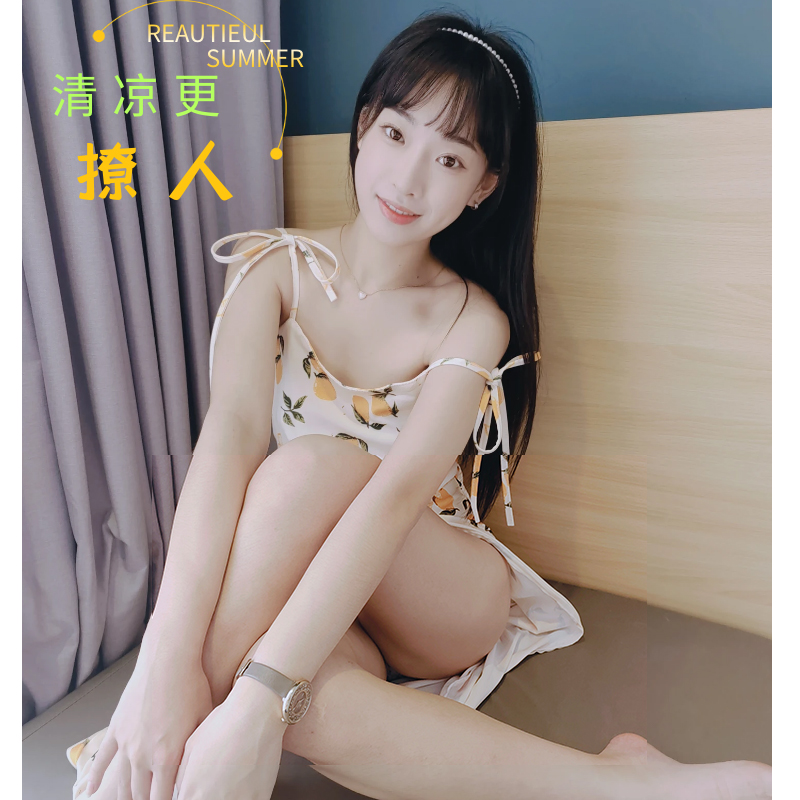 proudfox柠檬吊带高开叉连衣裙隐形拉链户外方便露出性感大长腿新_虎窝淘