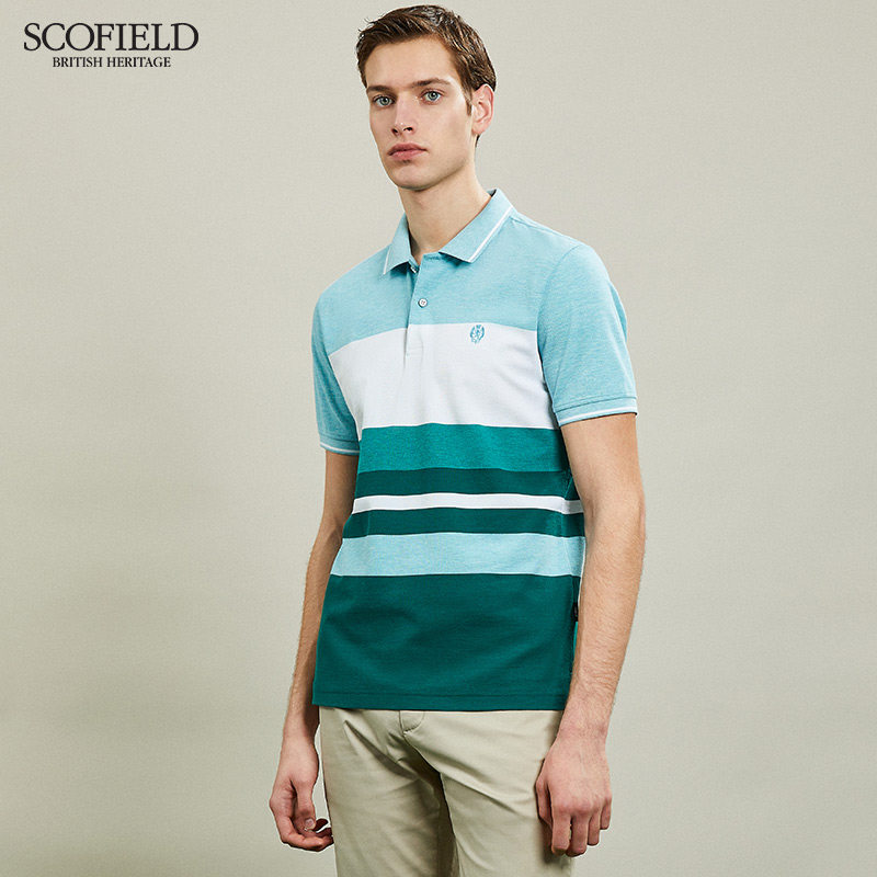 SCOFIELD商务都市polo衫男士短袖夏季薄休闲简约半袖潮条纹polo_虎窝淘