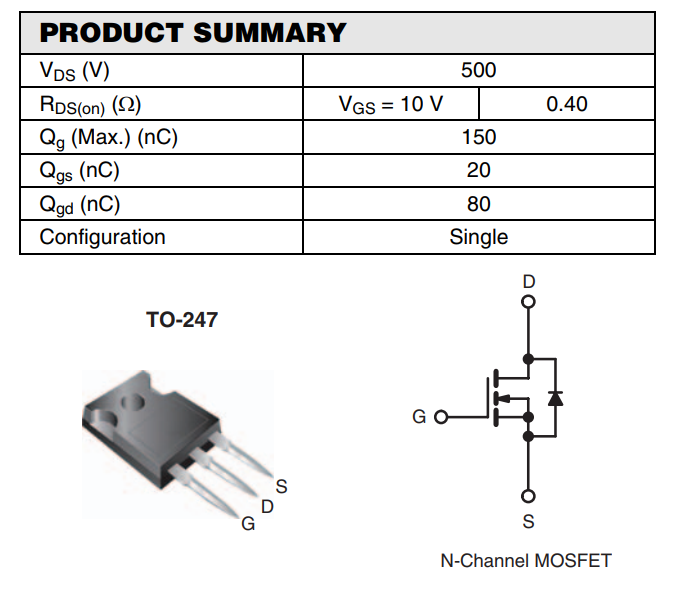 IRFP450PBF场效应管MOSFET N-CH沟道 500V 14A直插TO-247AC_虎窝淘