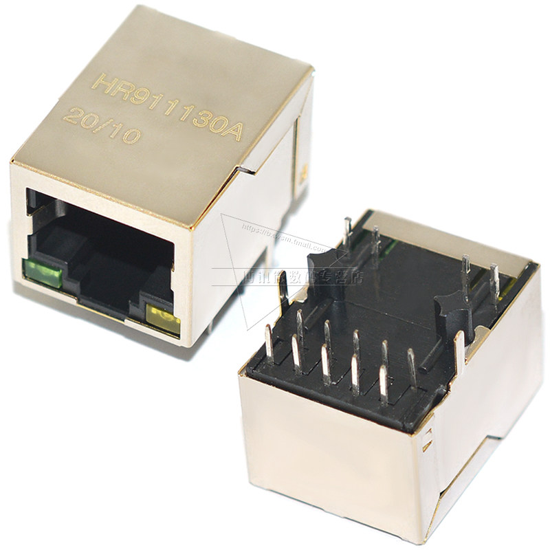 HR911130C/HR911130A千兆网络变压器接口水晶头母座带灯RJ45插座_虎窝淘