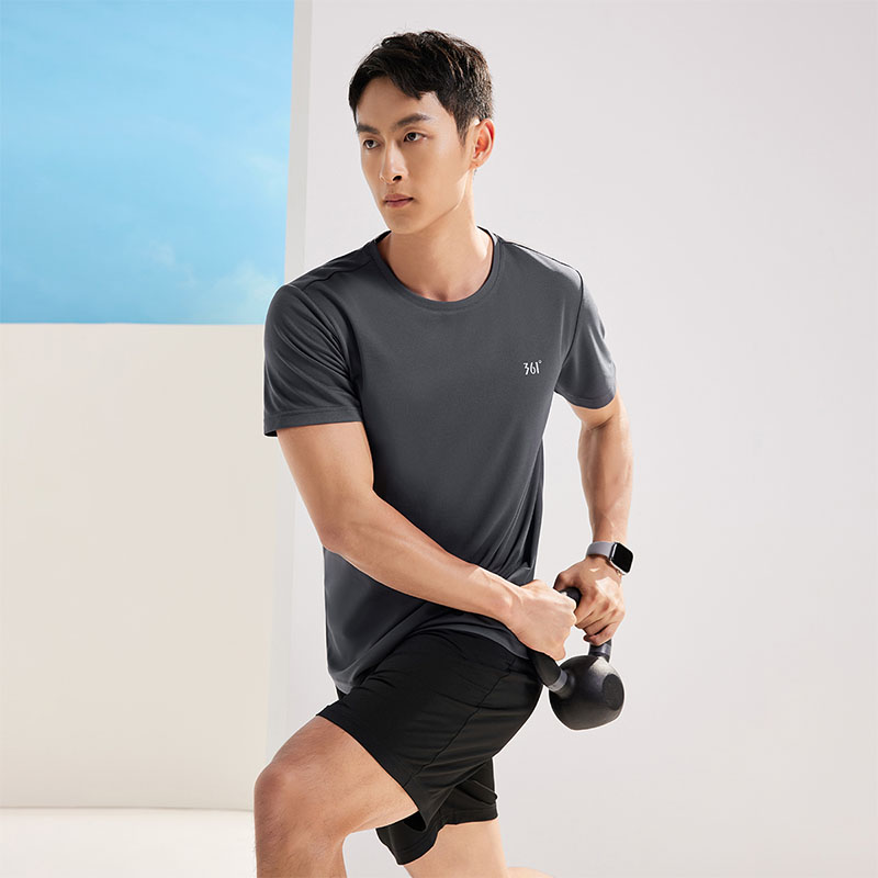 361男T恤套装2023夏季新款短t速干衣冰丝透气休闲跑步运动服短袖_虎窝淘