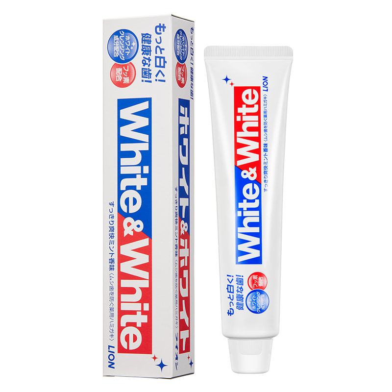 日本LION狮王牙膏美白去渍清新薄荷含氟去黄去口臭家庭实惠装3支_虎窝淘