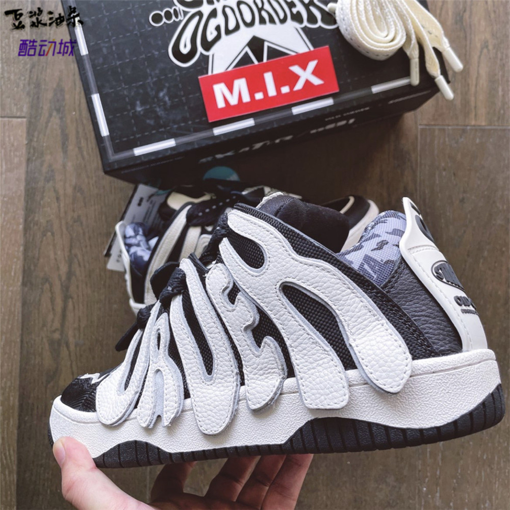 OLD ORDER x STA SKATER 001黑色尼龙联名款滑板鞋男女面包鞋_虎窝淘