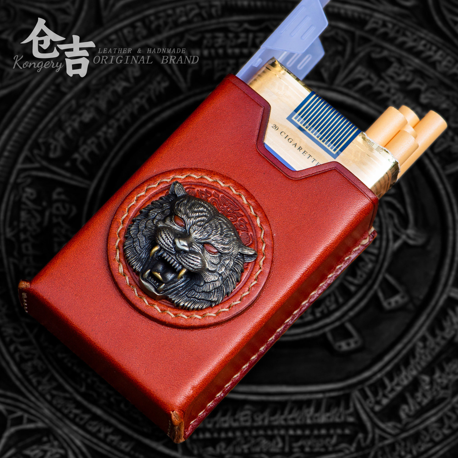 帅得冒烟！必买烟包！仓吉手工烟盒男随身虎头软盒真皮个性男礼物_虎窝淘