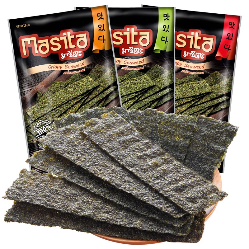玛喜泰韩式辣烧烤味脆海苔36g*3包泰国进口masita香脆即食紫菜片_虎窝淘