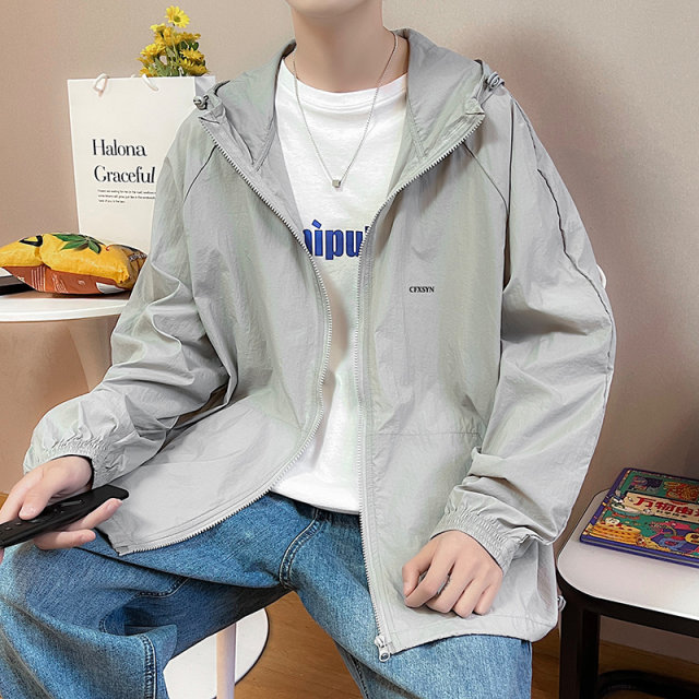 Summer new hooded sunscreen jacket ins Port style loose youth ...
