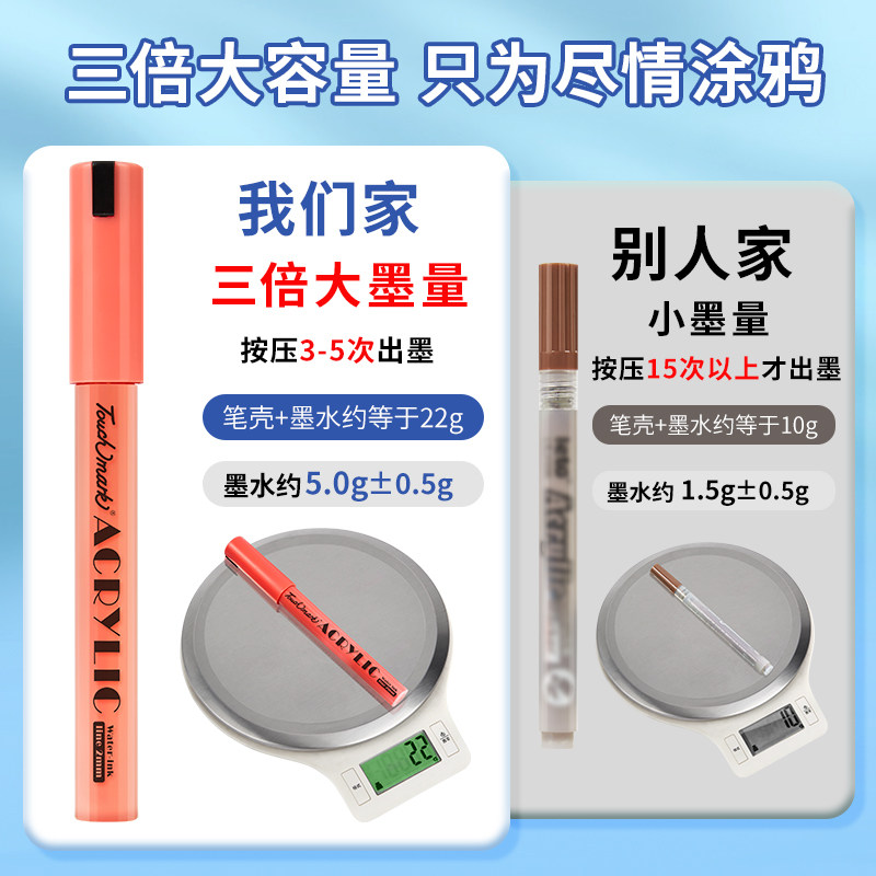 Touch mark丙烯马克笔DIY手绘画鞋防水丙烯笔丙烯颜料笔儿童专用丙烯颜料皮肤色彩绘全套涂鸦笔细头丙烯套装_虎窝淘