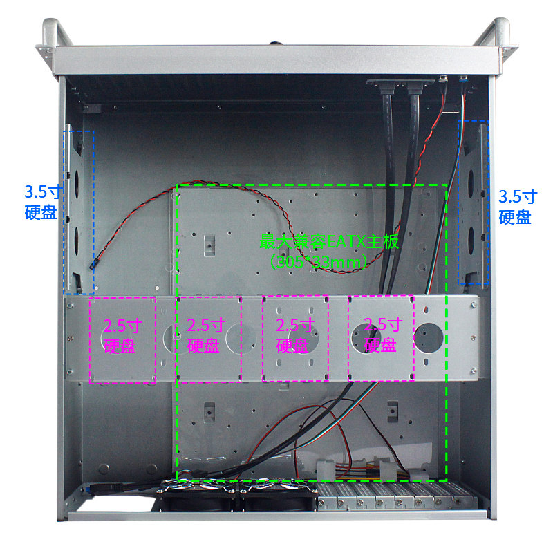 4U机箱机架式360水冷8个扩展槽1+1冗余双电源EATX主板工控服务器_虎窝淘
