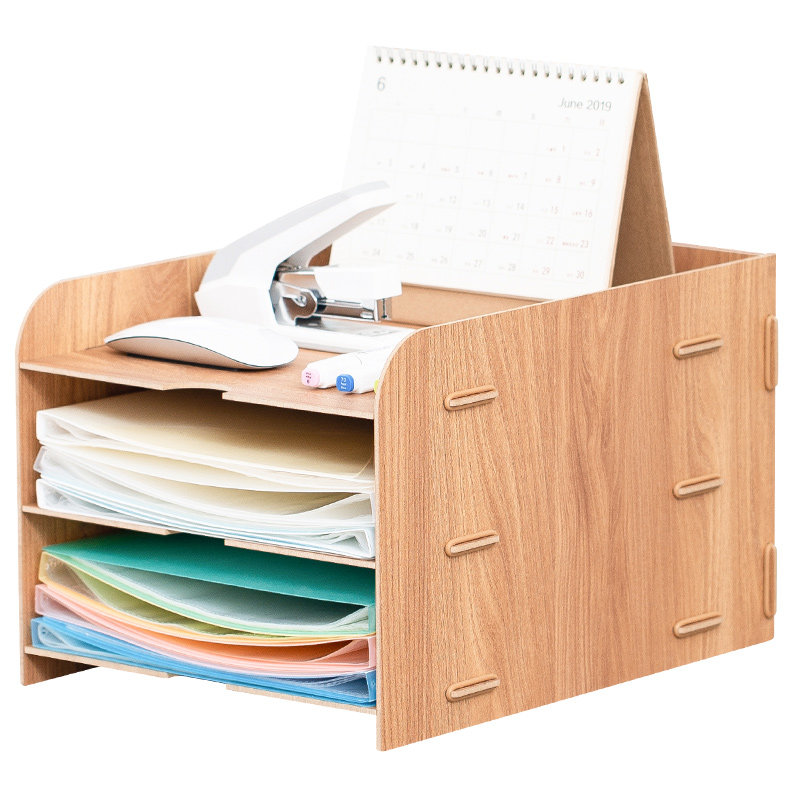 三层文件架办公室收纳架文件夹收纳盒办公桌面资料收纳盒小文件架_虎窝淘