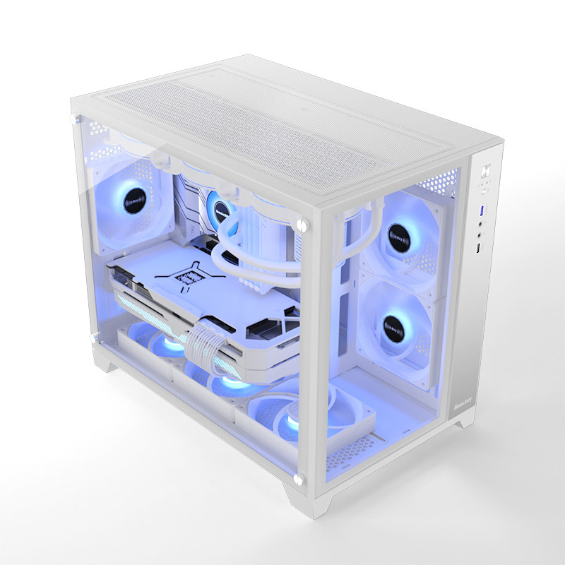 航嘉海景房台式机电脑主机箱透明玻璃侧透水冷海景房宽体机箱_虎窝淘