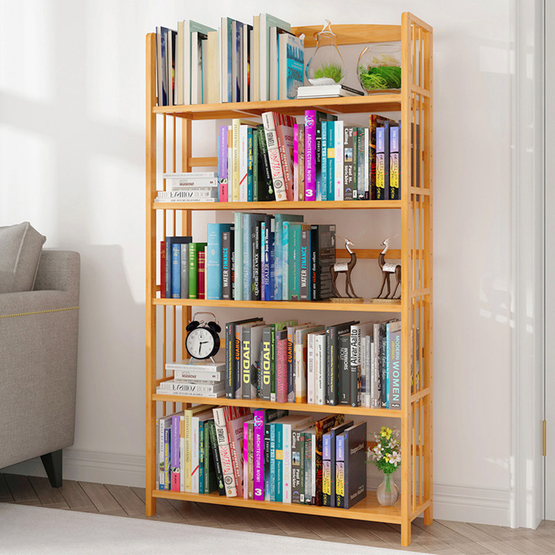 简易书架落地简约现代实木学生书柜多层桌上收纳架组合儿童置物架_虎窝淘