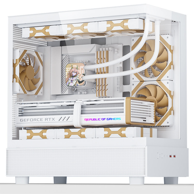 金河田RTX27海景房电脑机箱台式机M-ATX白色侧透无立柱包豪斯机箱_虎窝淘