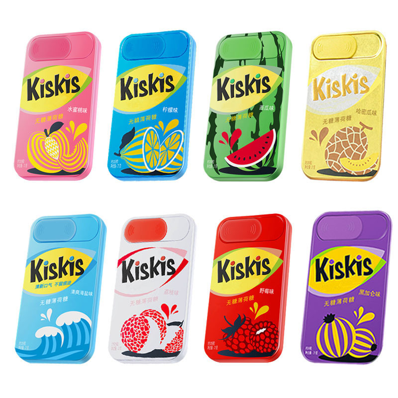 酷滋KisKis无糖薄荷糖21g35粒铁盒清凉压片接吻口香糖零食300减40_虎窝淘