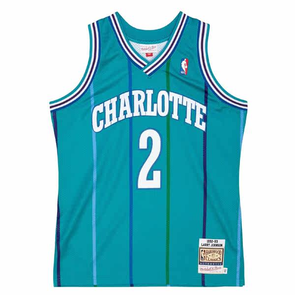 美国代购黄蜂mitchellness92-93Authentic球员球衣约翰逊篮球服