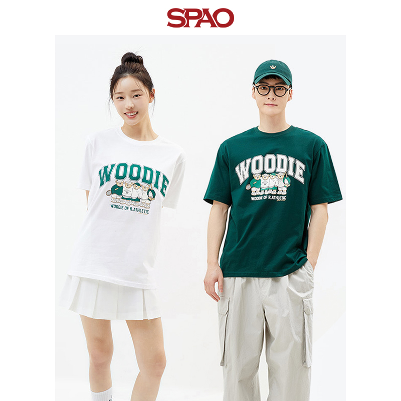 【小熊Woodie】SPAO男女同款韩国同款2023夏季印花T恤SPRPD24C02_虎窝淘