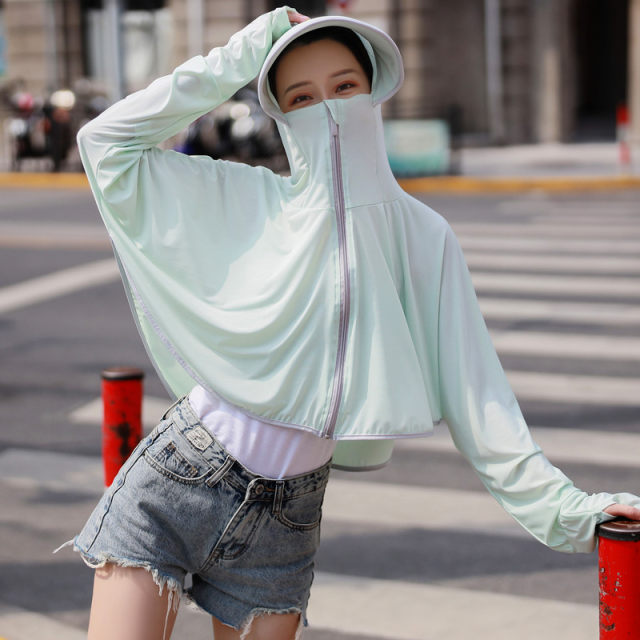 Summer ice silk sunscreen shawl short UV sun protection clothes for ...
