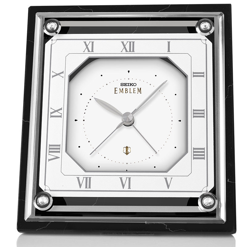 seiko精工新品EMBLEM系列大理石外壳时尚经典客厅卧室小座钟闹钟_虎窝淘