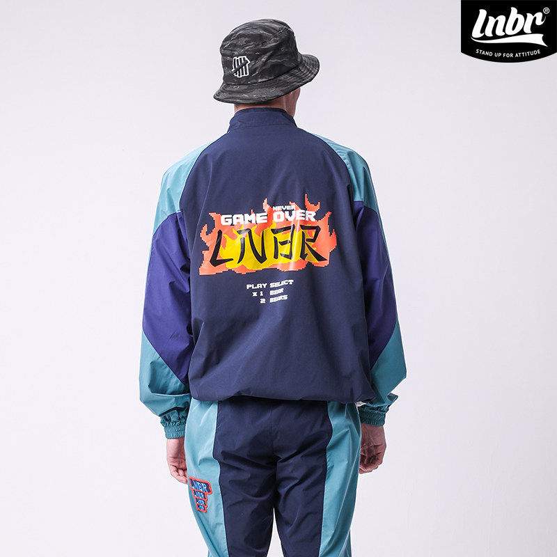 LNBR原创潮牌夹克男春季新品拼色火焰图案动漫运动外套_虎窝淘