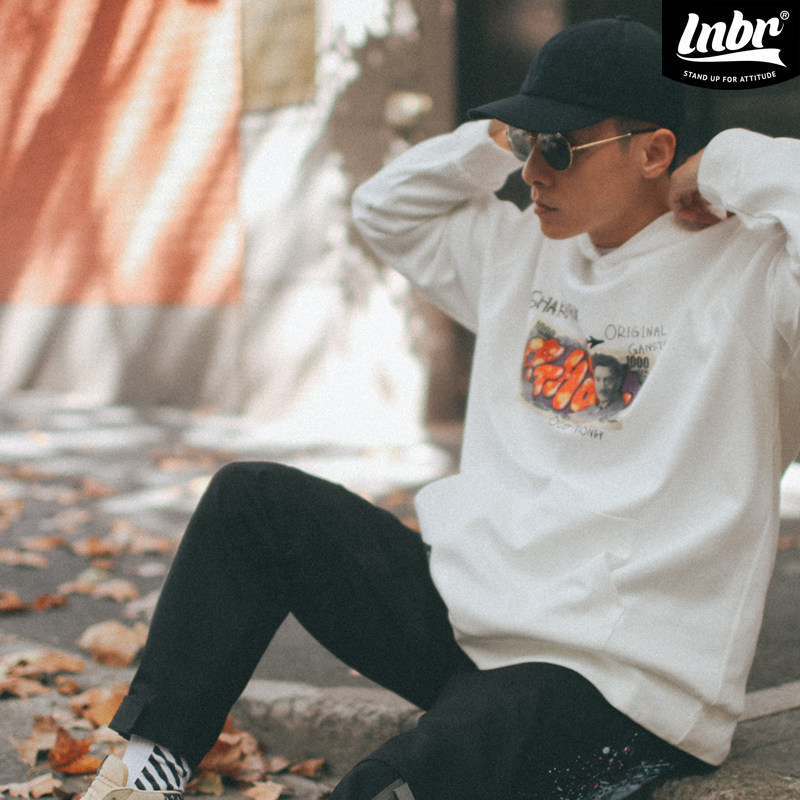 LNBR X ShakeWell联名趣味涂鸦连帽印花卫衣男个性潮流宽松加大码_虎窝淘