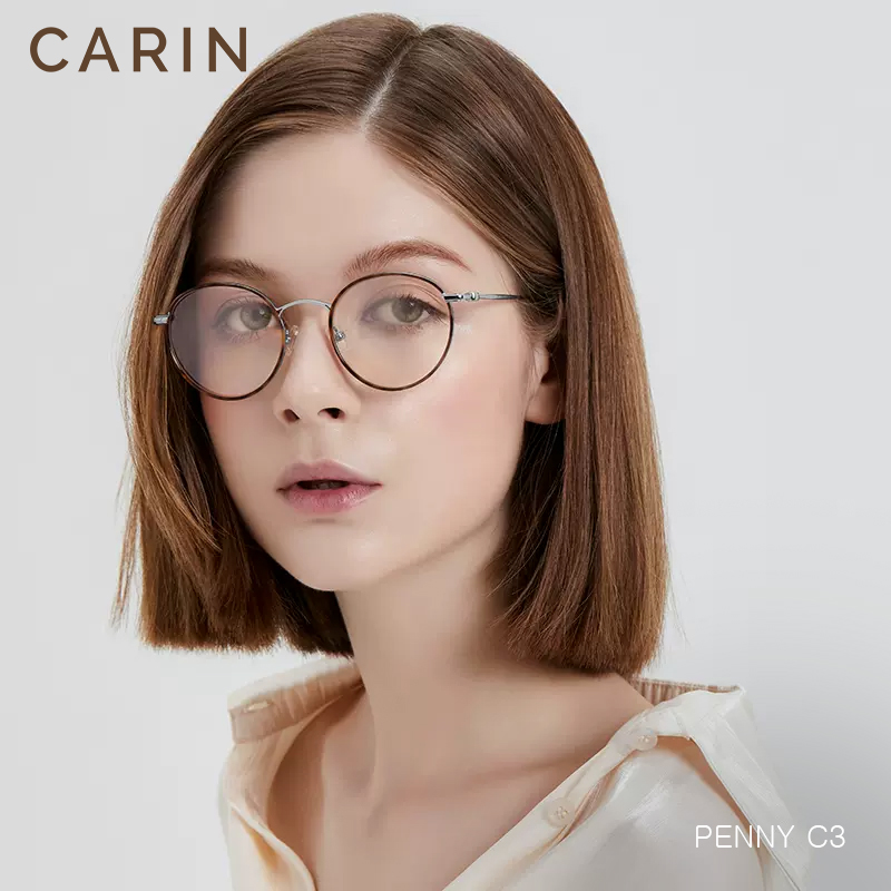 CARIN眼镜框PENNY超轻B钛近视可配度数男女中性文艺复古原框金属_虎窝淘