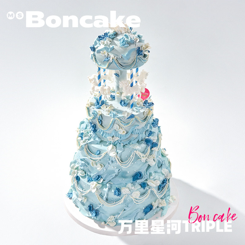 玫瑰荔枝华丽浪漫生日蛋糕【万里星河triple】同城配送MS BONCAKE_虎窝淘