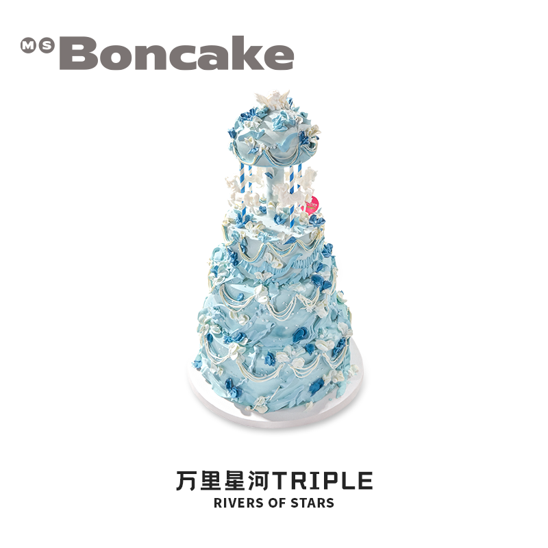 玫瑰荔枝华丽浪漫生日蛋糕【万里星河triple】同城配送MS BONCAKE_虎窝淘