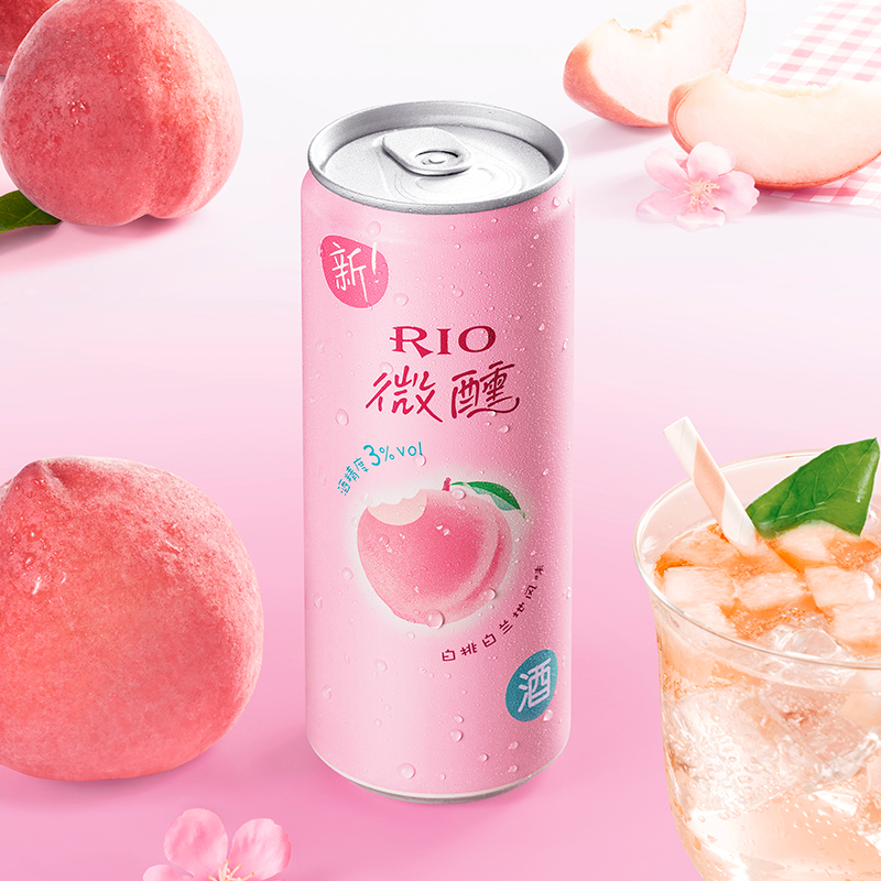 RIO锐澳预调鸡尾酒少女酒微醺系列白桃白兰地口味330ml*24罐果酒_虎窝淘