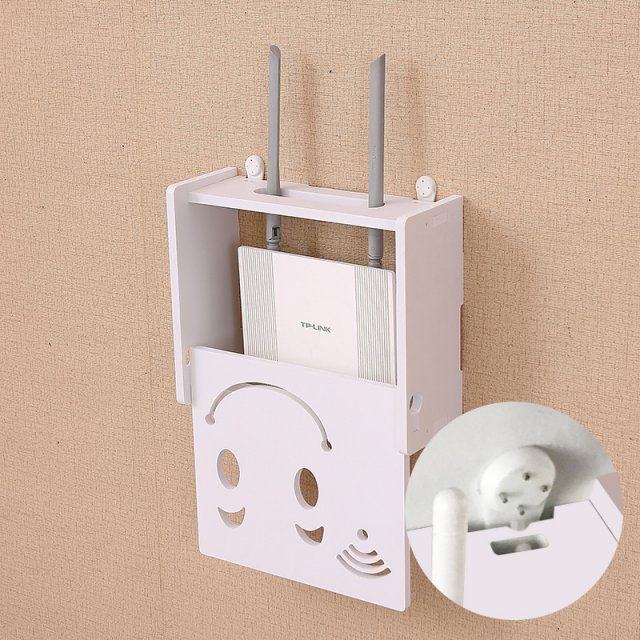 Wireless Wifi Router Storage Box PVC panel Shelf Wall Hangin_虎窝淘