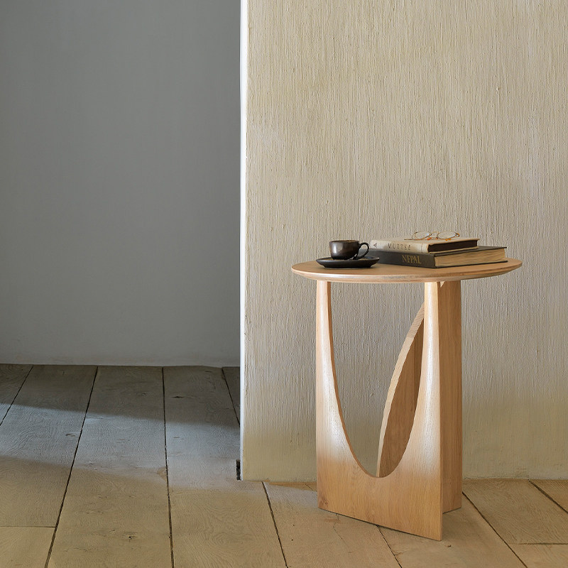 ethnicraft进口橡木实木沙发边几简约现代小圆桌创意设计家用迷你_虎窝淘