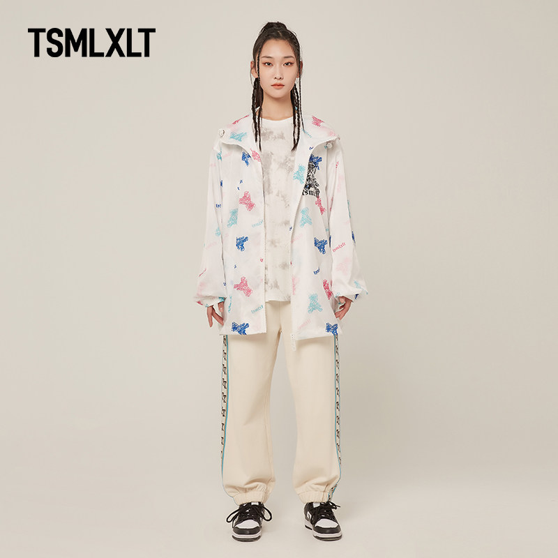 TSMLXLT【TT Bear系列】潮牌时尚上衣个性印花上衣宽松连帽夹克_虎窝淘