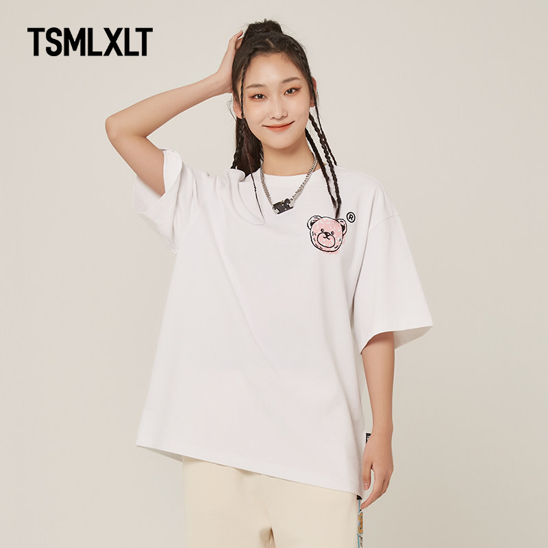 TSMLXLT【TT Bear系列】简约时尚百搭舒适宽松休闲短袖T恤情侣款_虎窝淘