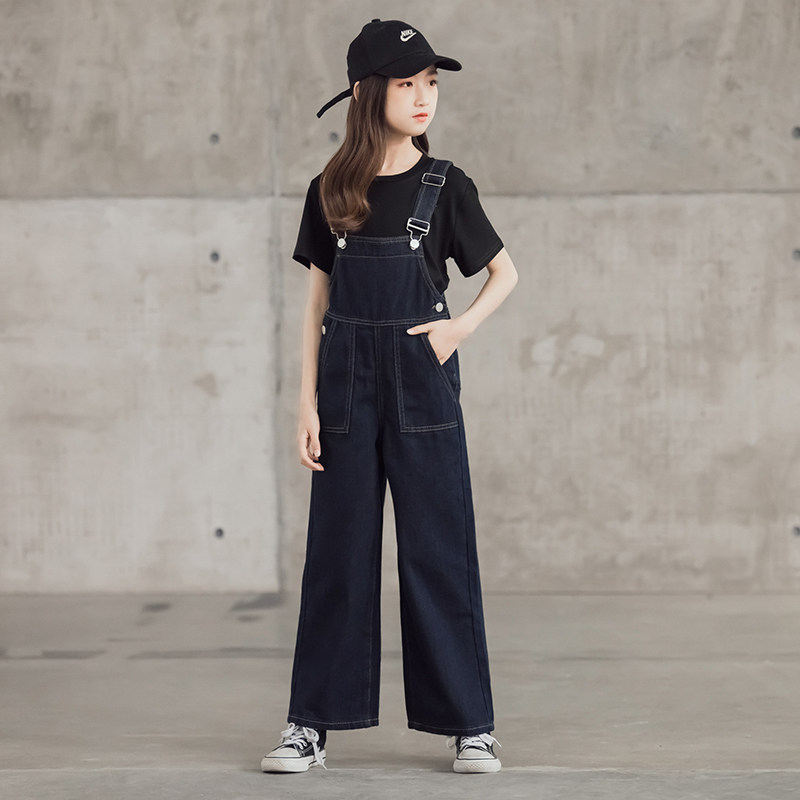 女童套装时尚时髦背带裤洋气11小女孩夏装13岁2023新款儿童两件套_虎窝淘