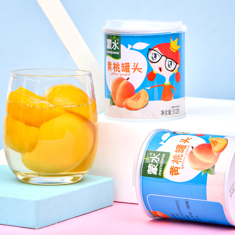 蒙水罐头312g黄桃罐头水果罐头休闲零食6罐整箱新老包装随机发货_虎窝淘