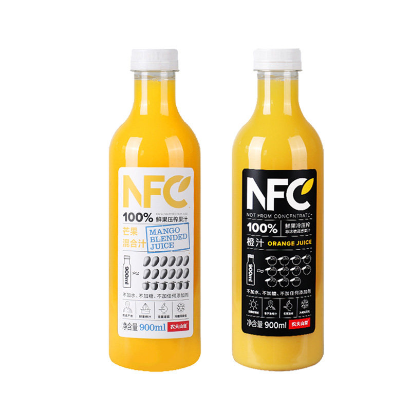 NFC果汁农夫山泉橙汁芒果纯果果蔬900ml2瓶纯果蔬汁