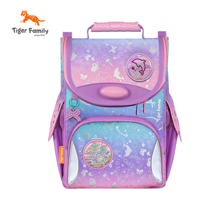 TigerFamily小学生男女防水护脊减负儿童拉链双肩书包1-3年级超轻_虎窝淘