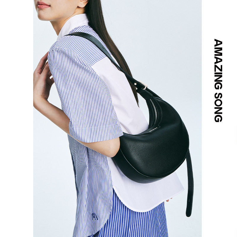Amazing Song半月包小号2023春夏新时尚设计软牛皮马鞍包女斜挎包_虎窝淘