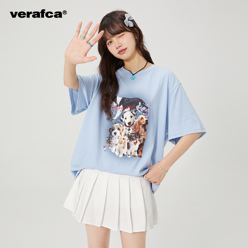 VFC/VERAF CA潮牌夏季情侣装宠物乐园印花设计宽松休闲短袖T恤_虎窝淘
