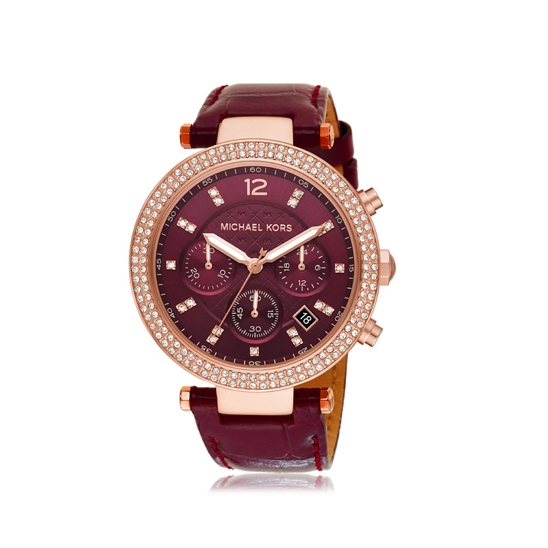 MICHAEL KORS三眼复古酒红色气质本命年送礼官方正品女表MK6986_虎窝淘