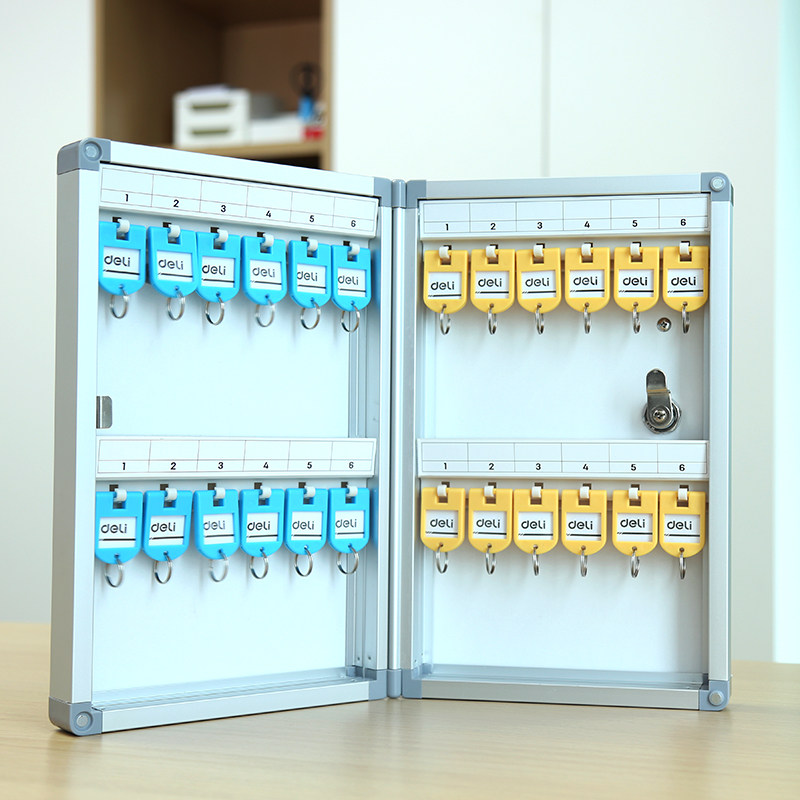 得力48位钥匙箱钥铝合金匙柜壁挂式汽车钥匙96位管理箱子120位锁匙收纳盒 24位50800出租屋钥匙存放箱大容量_虎窝淘