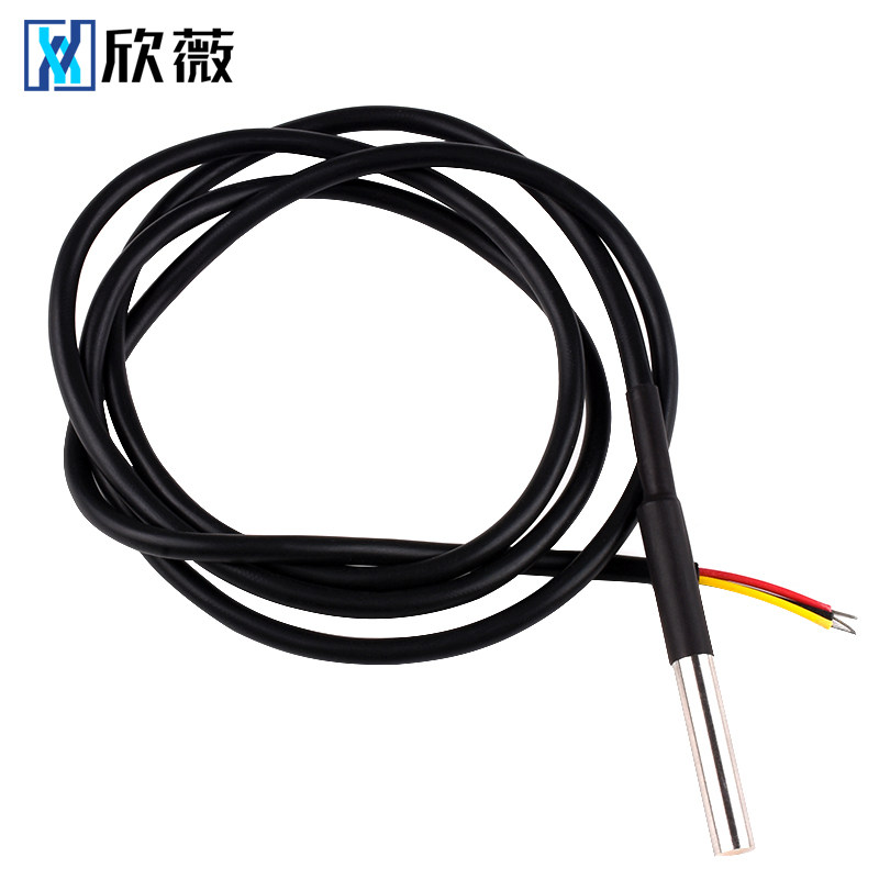 DS18B20数字温度传感器探头防水型水温探测线不锈钢封装0.5米1米_虎窝淘