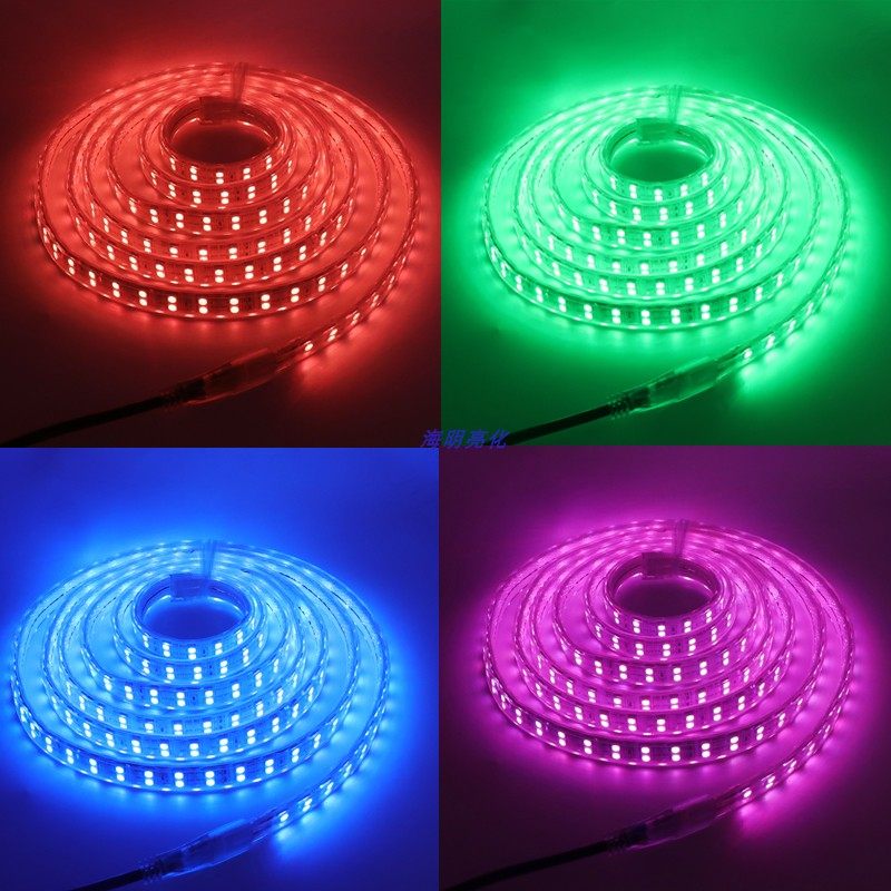 5050全彩RGB灯带220V高压七彩RGB软灯条家装背景灯光室外亮化灯条_虎窝淘