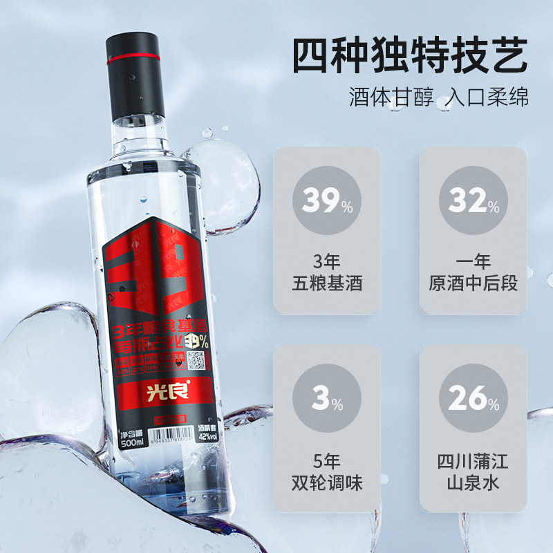【官方正品】光良39 42度浓香型白酒纯粮食高粱酒送礼500ml整箱_虎窝淘