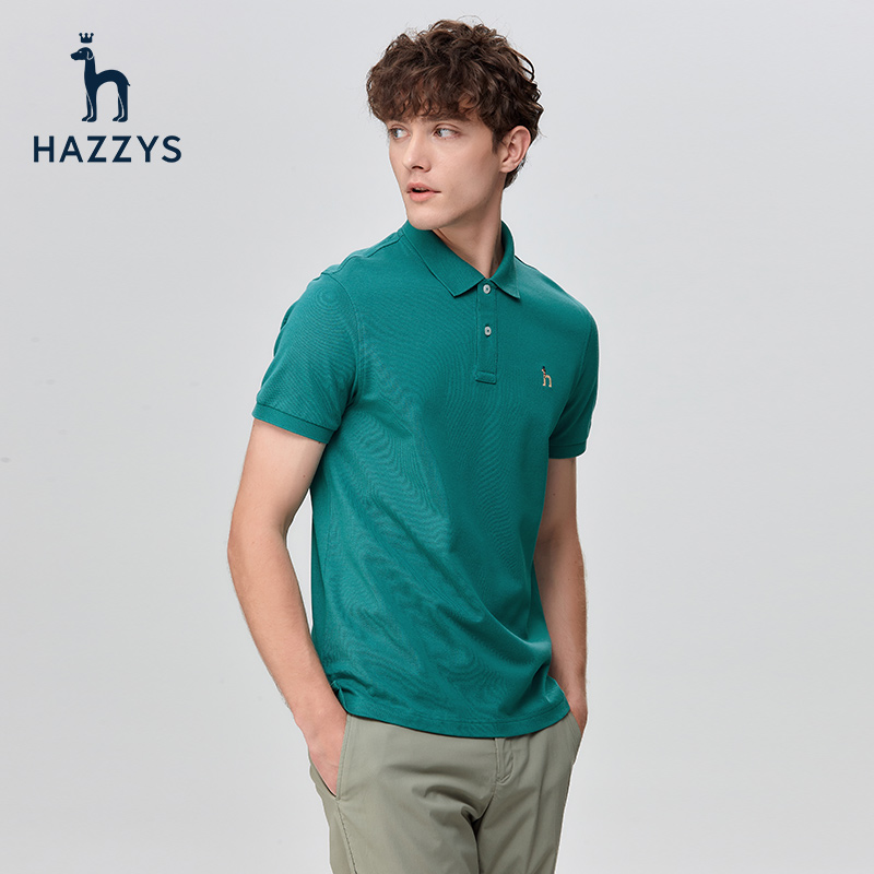 Hazzys哈吉斯夏季新款男士短袖多彩polo衫休闲凉感T恤男装潮流_虎窝淘
