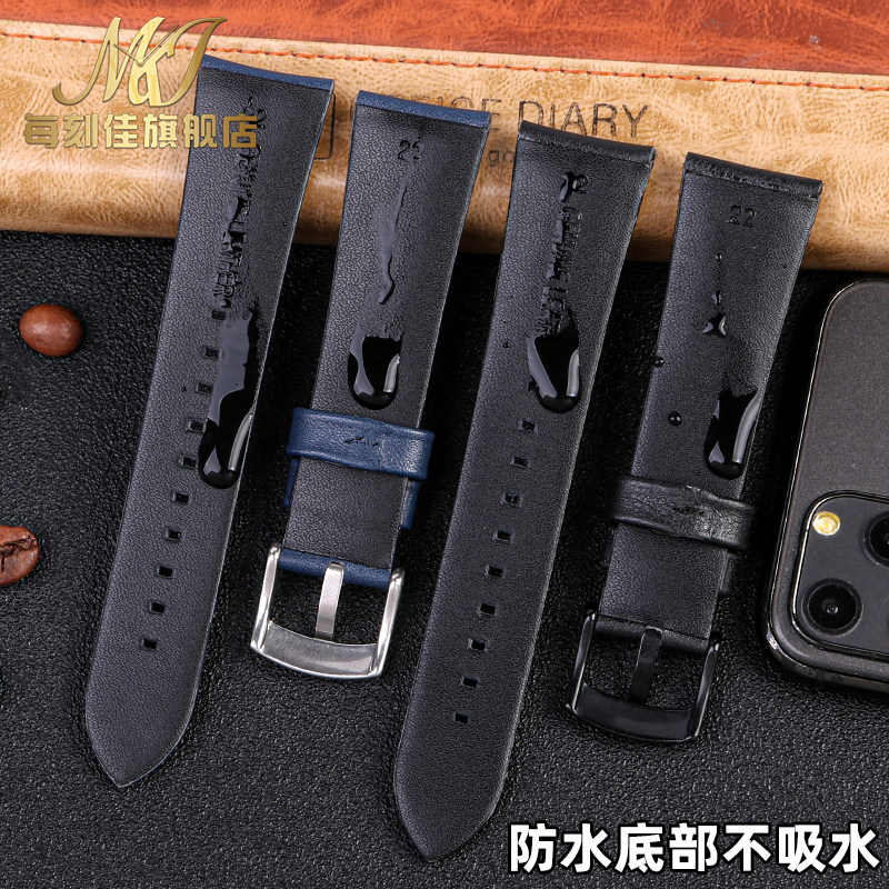 适配阿玛尼表带真皮男AR60011 60012 11188 11216黑蓝手表链22mm_虎窝淘