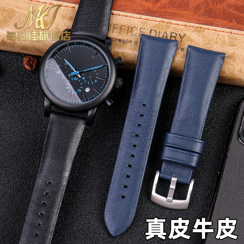 适配阿玛尼表带真皮男AR60011 60012 11188 11216黑蓝手表链22mm_虎窝淘