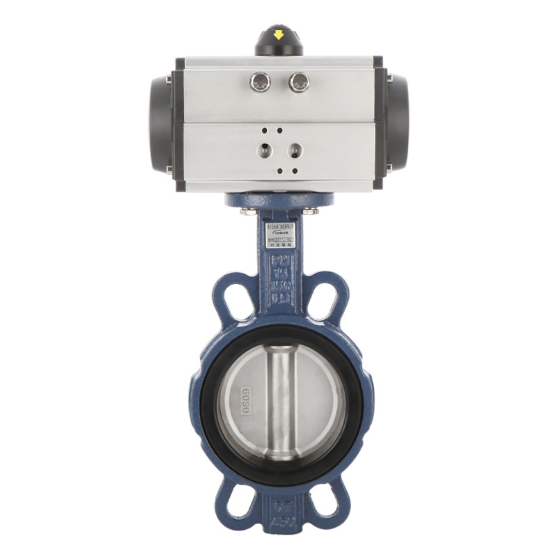 气动蝶阀D671X-16对夹式蝶阀四氟不锈钢无销耐磨DN80 100150 200_虎窝淘