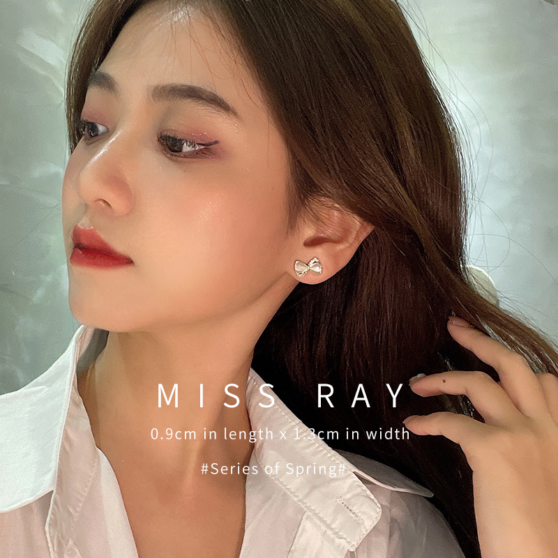 MissRay月夜蝴蝶~猫眼蝴蝶结精致高级感日常通勤百搭银针耳钉耳夹_虎窝淘