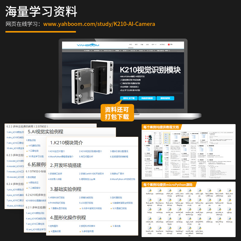亚博智能 K210视觉识别模块CanMV传感器AI机器摄像头Python开发板_虎窝淘