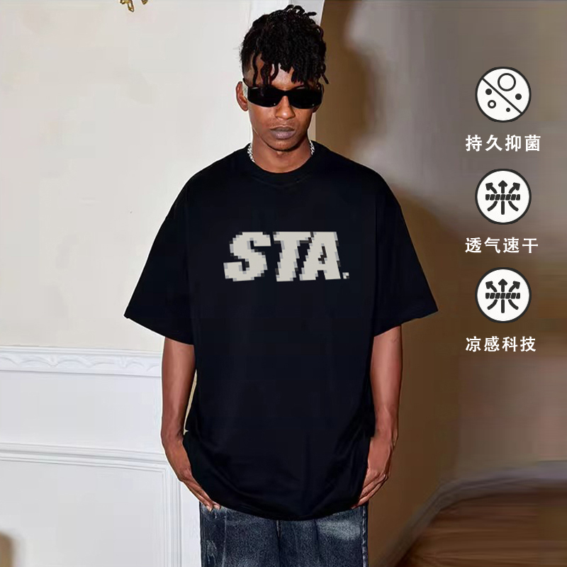 STA官方短袖宽松情侣马赛克T恤