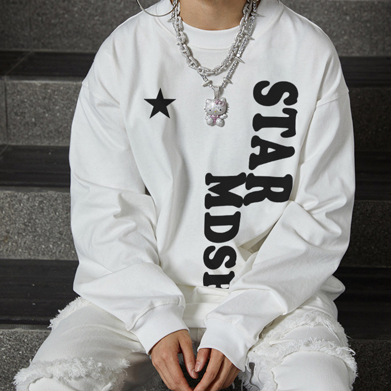 STA系列幻影logo长袖t恤星星秋季潮牌新款打底纯棉男情侣宽松_虎窝淘